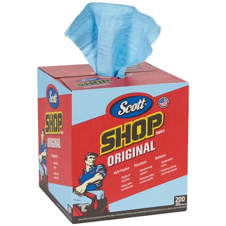 Scott Scott Shop Towels Pop-Up Box, 10" x 12", Blue, 200/Box, 8 Boxes ...