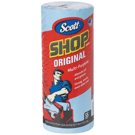 Scott Scott Shop Towel Rolls, 11" x 10.4", Blue, 55/Roll, 12 Rolls/Case ...