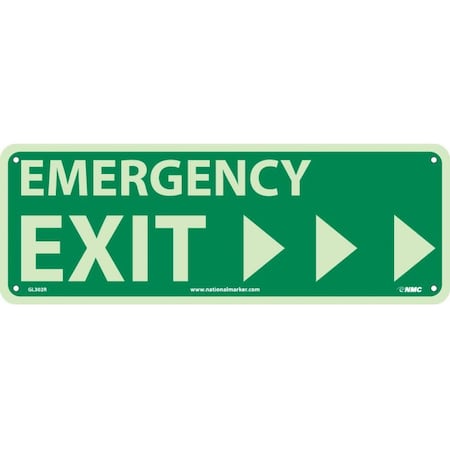 Nmc Exit Sign, Vinyl, Emergency Exit, Green GL302P | Zoro