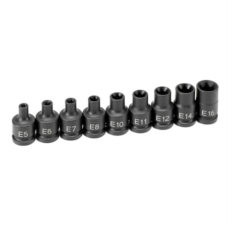 GREY PNEUMATIC 3/8", External Torx Set, 9 Piece, - 1219ET