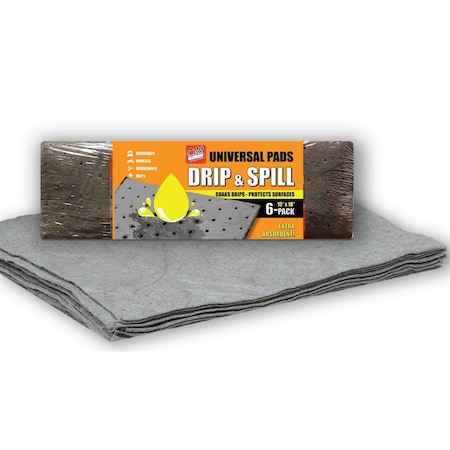 Oil Eater Drip and Spill Absorbent Pads, PK6 AOA-BPL006-GREY | Zoro