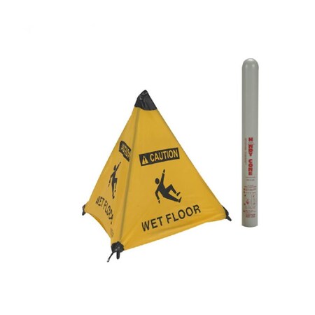 Nmc Cone Floor Signs, Color: Yellow, Caution - Wet Floor HFS6 | Zoro