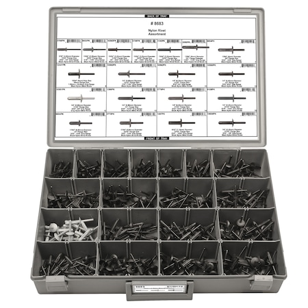 Disco Rivet Assortment, Universl, Nylon, 345 pcs. 8683 | Zoro