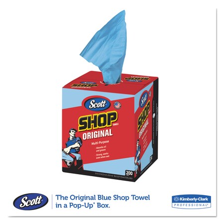Scott Shop Towels Original, Blue, Pop-Up Dispenser Box (200 Towels/Box ...