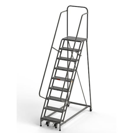 Ega Products Rolling Ladder, 9 Steps, 30"W Serrated Tread, Square Tube ...