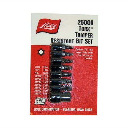 Lisle Torx Tamperproof Bit Set W/Holder, 8Pc 26000 | Zoro