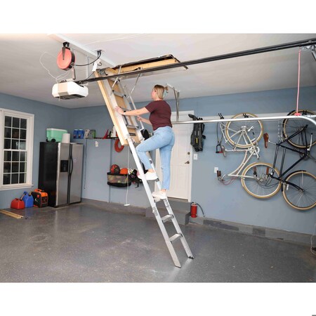 Louisville Attic Ladder, Aluminum, 375 lb Load Capacity AL2540MG-R10 | Zoro