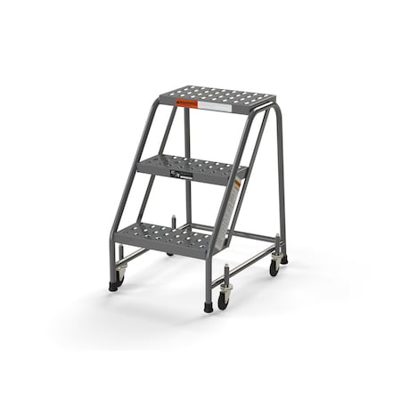 Ega Industrial Step Stool, 3 Steps, 16"W Perforated Tread, No Handrails ...