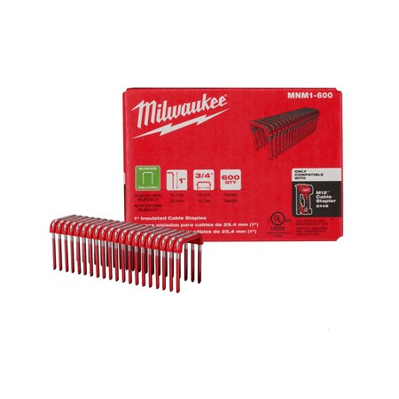 MILWAUKEE TOOL 1" x 3/4" Insulated Cable Staples: 18 ga, Galvanized ...