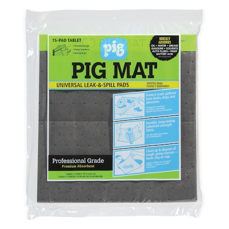 Pig Pig Universal Light-Weight Absorbent Mat Tablet, 14"X14.25"(15 Pad ...