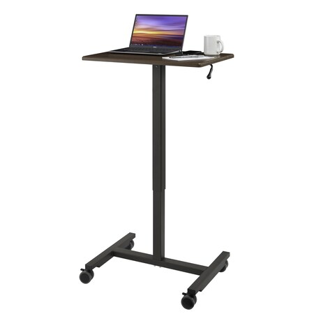 Seville Classics Sit Stand Mobile Desk Rolling Height, Walnut, MDF ...