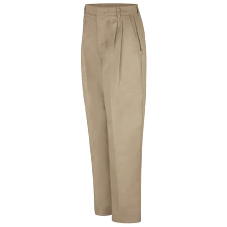 Red Kap Women's Women's Pleated Twill Slacks, 18, Khaki, Cotton ...