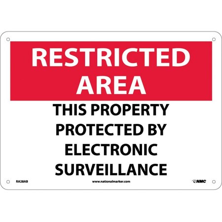 Nmc Restricted Area Electronic Surveillance Sign, RA28AB RA28AB | Zoro