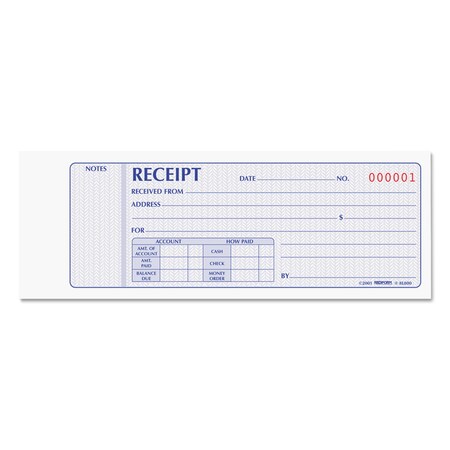 Rediform Receipt Book, 7x2 3/4, Carbonless Dupl 8L800 | Zoro