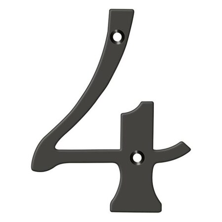 Deltana Numbers, Solid Brass Oil Rubbed Bronze 4" RN4-4U10B | Zoro