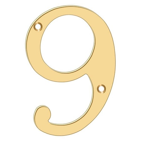 Deltana Numbers, Solid Brass Lifetime Brass 4" RN4-9 | Zoro
