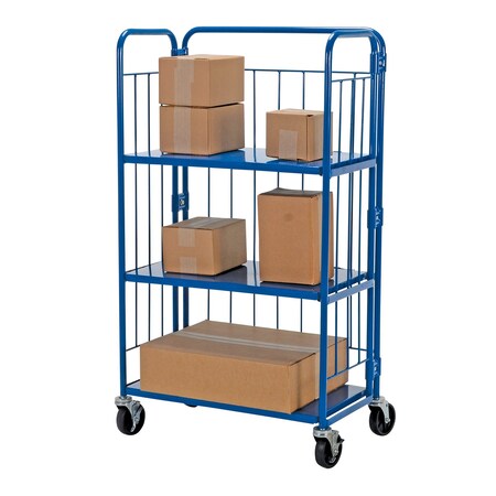 Vestil Blue Foldable/Nestable Roller Container 3 Shelf 990 lb 34 x 18 x ...