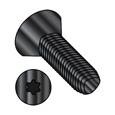 Zoro Select Thread Cutting Screw, #4-40 x 5/16 in, Black Steel Flat ...