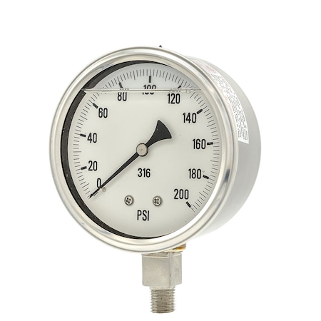 Pic Gauges 4 in Dial, 1/4 in NPT Male Lower Location, Stainless Steel ...