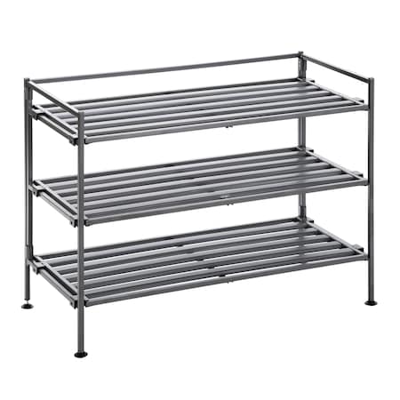 Seville Classics Shoe Rack, Resin Slatted, 3 Tier, Ash Gray SHE15930 | Zoro