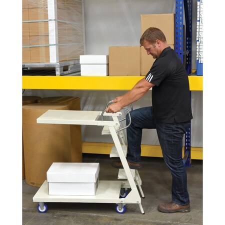 Zoro Select Steel Stock Picking Ladder Cart 440 lb. Capacity, 41-3/8"L ...