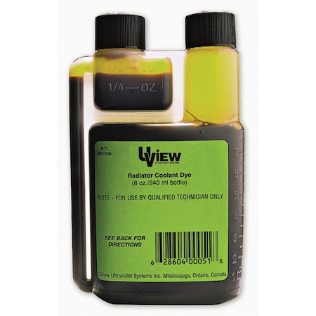 U-View Ultraviolet Systems Radiator Coolant Dye, 8 oz. Bottle 483908 | Zoro