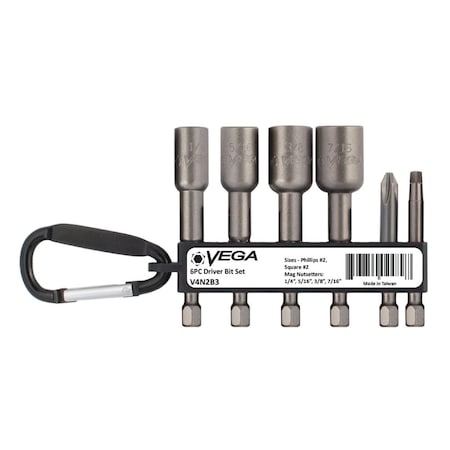Vega Driver Bit and Nut Setter Set, 6 pieces V4N2B3 | Zoro