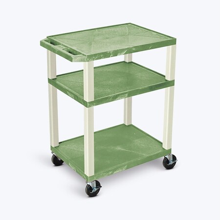 Luxor Tuffy Utility Cart with Three Shelves in Green/Putty, 32" WT34G ...