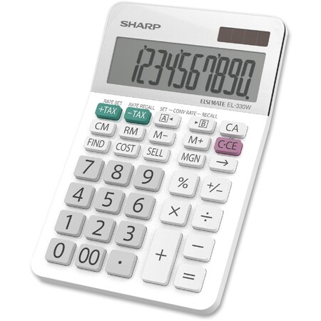 Sharp Desktop Calculator, LCD, 10 Display Digits EL-330WB | Zoro