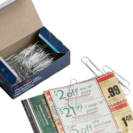 Officemate Paper Clips, Large, Silver, Steel, PK1000 99914 | Zoro