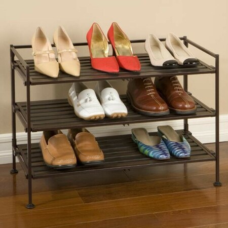 Seville Classics Slat Utility Shoe Rack, 3-Tier, Resin, Esp SHE15893 | Zoro