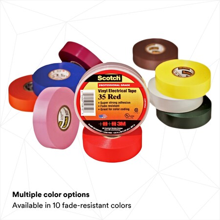 3M Vinyl Electrical Tape, 35, Scotch, 3/4 in W x 66 ft L, 7 mil thick ...