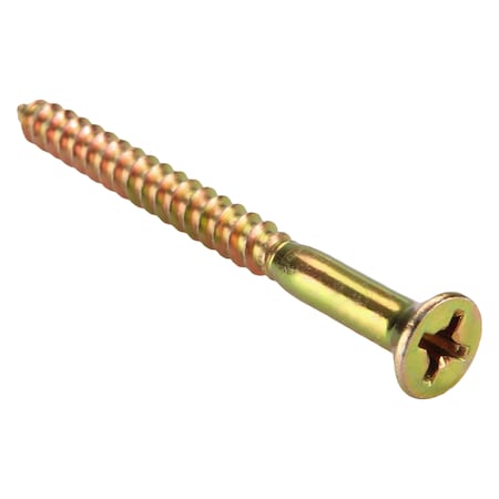 Zoro Select Wood Screw, #8, 2 in, Zinc Yellow Steel Flat Head Phillips ...