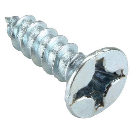 Zoro Select Wood Screw, #10, 3/4 in, Zinc Plated Steel Flat Head ...