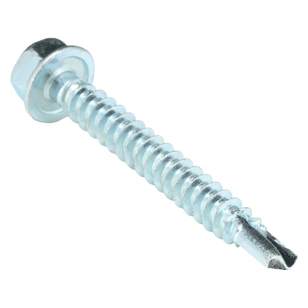 Zoro Select Self-Drilling Screw, 1/4" x 2 in, Zinc Plated Steel Hex ...