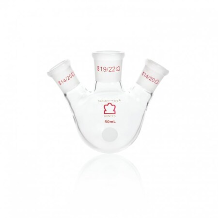 Kimble Chase Angled Three Neck Round Bottom, 50mL 295550-0050 | Zoro