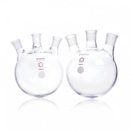 Kimble Chase Angled Three Neck Round Bottom, 500mL 295510-0500 | Zoro