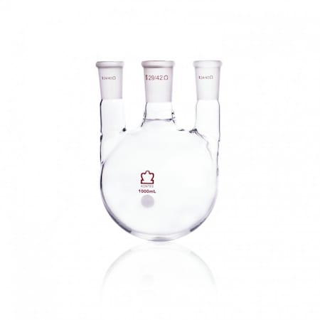 Kimble Chase Triple Neck Round Bottom Flask, 1000mL 606000-1624 | Zoro