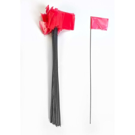 Mutual Industries 2.5X3.5X30" Wire Marking Flags, Glo Pink 1000C 15901 ...