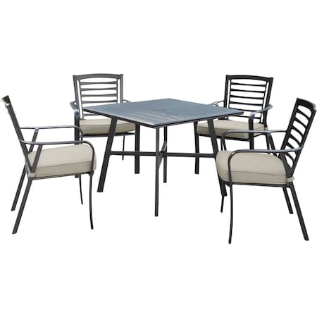 Hanover Pemberton 5-Piece Patio Set with 4 Cushioned Dining Chairs ...