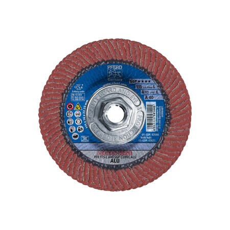 Pferd 4-1/2" x 5/8-11 Thd. POLIFAN® Flap Disc - A SGP CURVE STEELOX, Aluminum oxide, 40 Grit ...