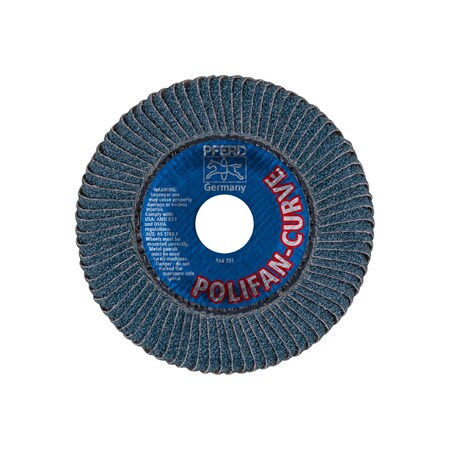 Pferd 4-1/2" x 5/8-11 Thd. POLIFAN® Flap Disc - Z SGP CURVE STEELOX, Zirconia, 40 Grit, Large ...