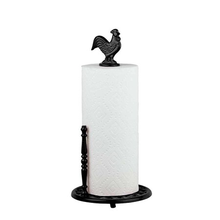Hds Trading Cast Iron Rooster Paper Towel Holder, Black ZOR96047 | Zoro