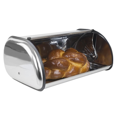 Home Basics Home Basics Roll-Top Lid Stainless Steel Bread Box, Silver ...