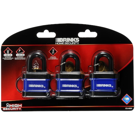 Brinks Keyed Alike Padlock, Laminated Steel, 40mm, High Security, 3 PK ...