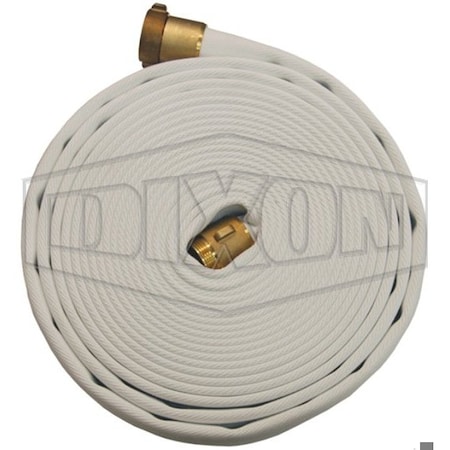 Dixon Coupled Single Jacket Fire Hose, 1-1/2 in, NST NH, 100 ft L, 135 ...