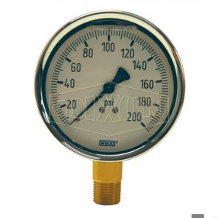 Dixon Gauge, 0 to 1000 psi, 1/4 in Connection, 2-1/2 in Dial, +/- 2-1-2 ...