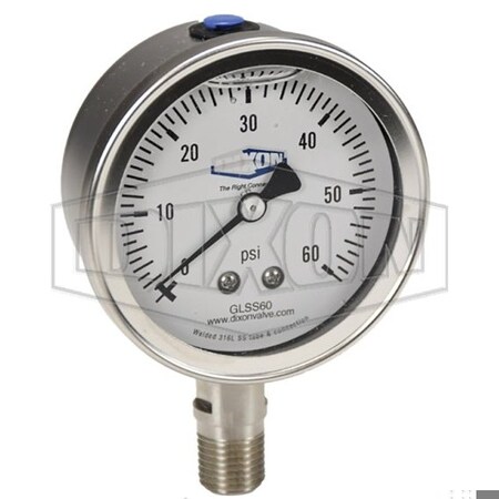 Dixon Gauge, 0 to 15 psi, 1/4 in NPT Connection, 2-1/2 in Dial, +/- 2-1 ...