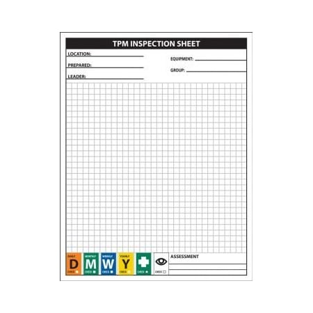 Accuform TPM INSPECTION SHEET PAD 11 in X 8 12 in CBS510 CBS510 | Zoro