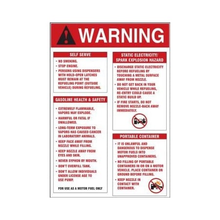 Accuform WARNING SAFETY LABEL FUEL PUMP LCHL340 LCHL340 | Zoro